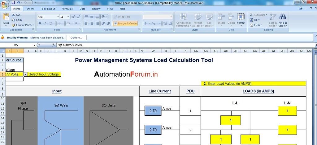 3 phase load calculation tool - Excel sheet - Software and Tools ...