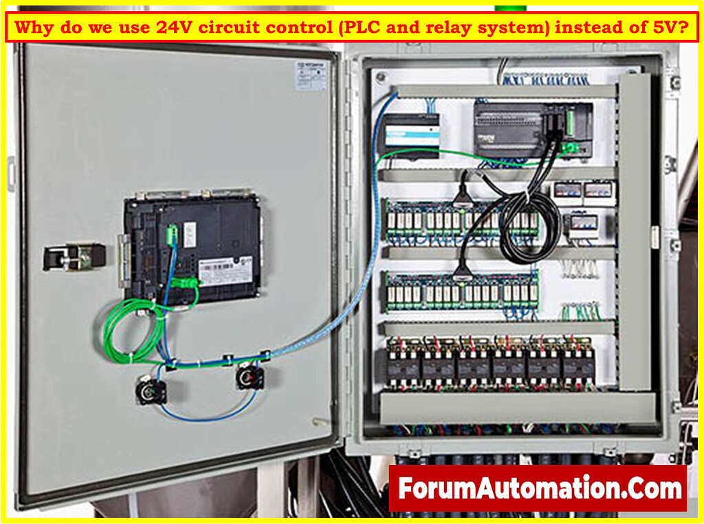 Why do we use 24V circuit control (PLC and relay system) instead of 5V ...