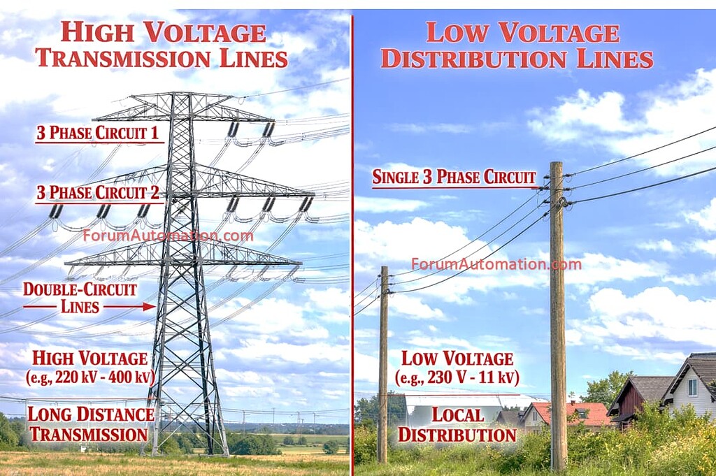 Why are high voltage transmission lines equipped with two power lines ...