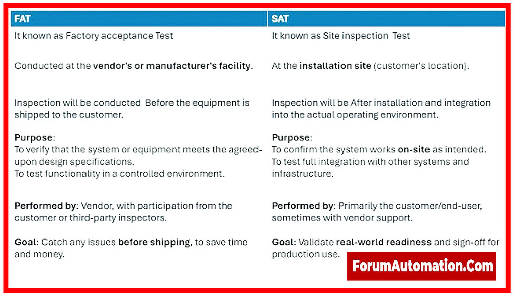 Difference Between FAT and SAT - Field Instrumentation - Industrial ...